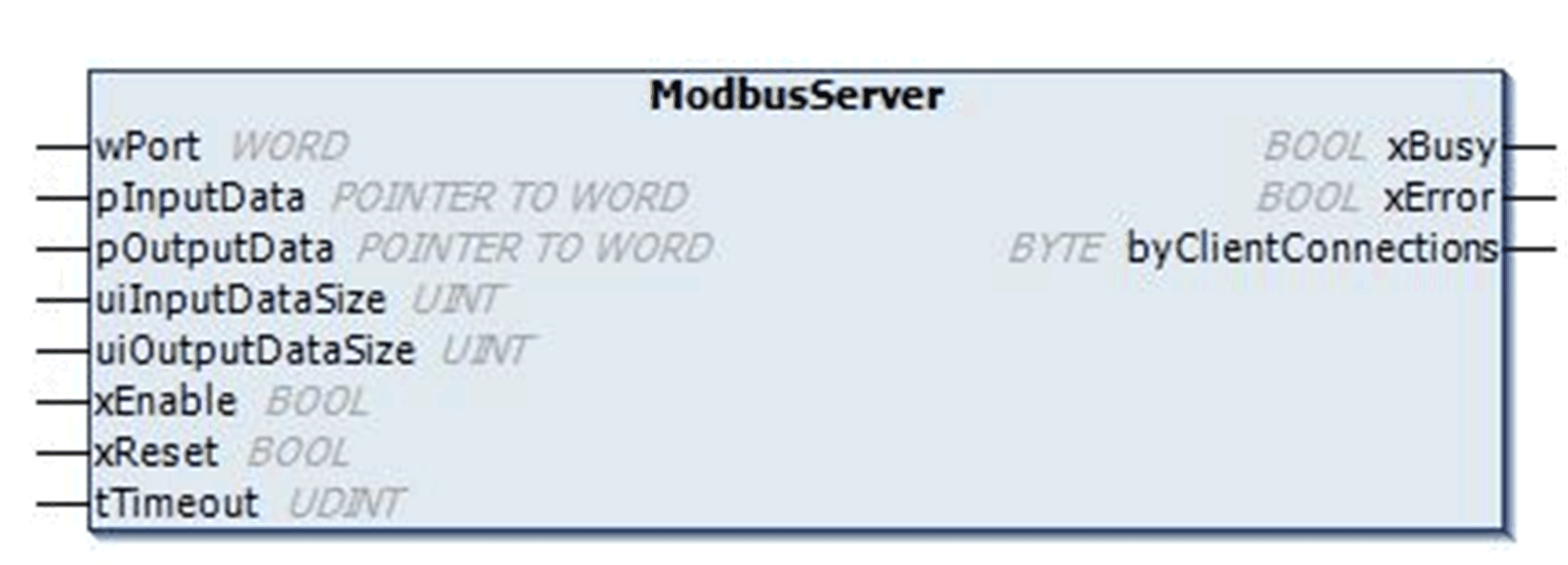 Function block ModbusServer